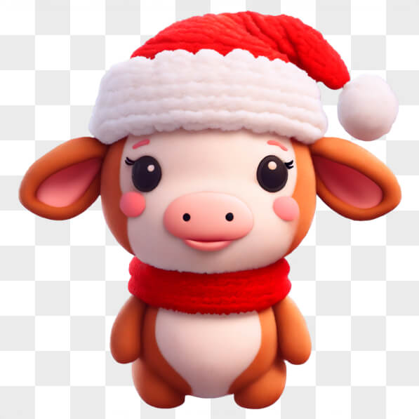 Descarga Personaje de vaca kawaii con gorro de Santa y bufanda Kawaii ...