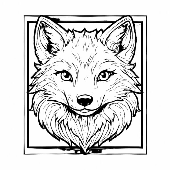 Download Line Drawing of a Fox's Head Coloring pages Online - Creative ...