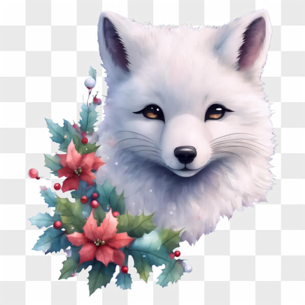 Download Festive White Fox with Holiday Foliage Cartoons Online ...