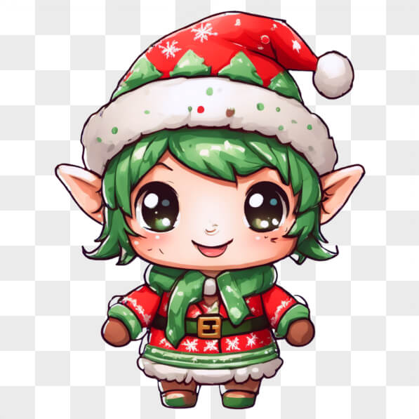 Download Kawaii Elf Character in Festive Attire Kawaii Online ...