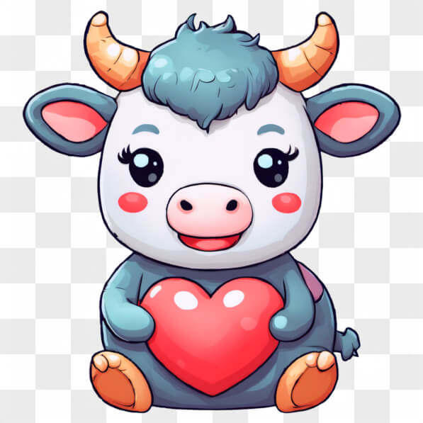 Download Kawaii Cartoon Cow Holding a Heart Kawaii Online - Creative ...