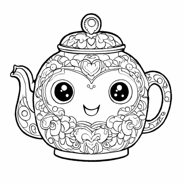 Download Whimsical Teapot with Floral Patterns Coloring pages Online ...