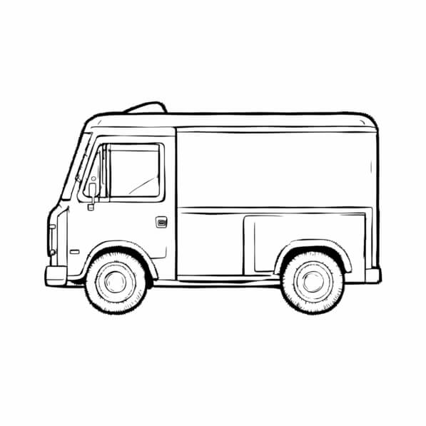 Download Line Drawing of a Delivery Van Coloring pages Online ...