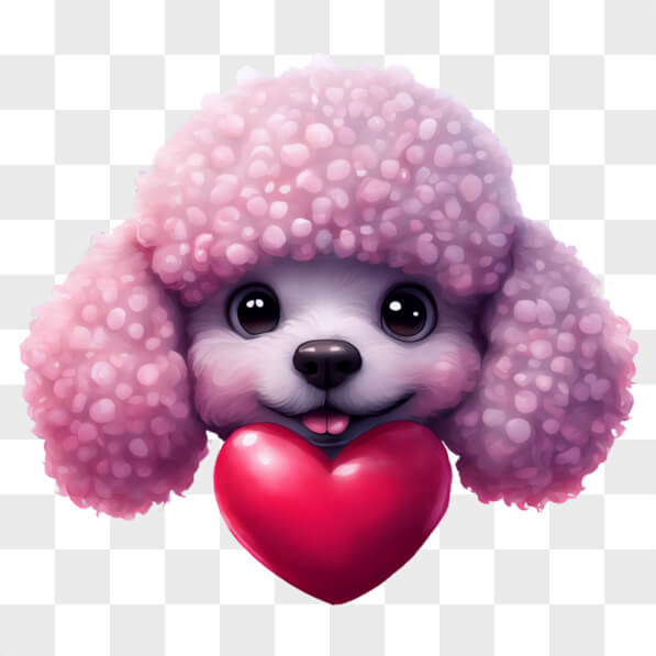 Download Cute Cartoon Poodle with Heart Cartoons Online - Creative Fabrica