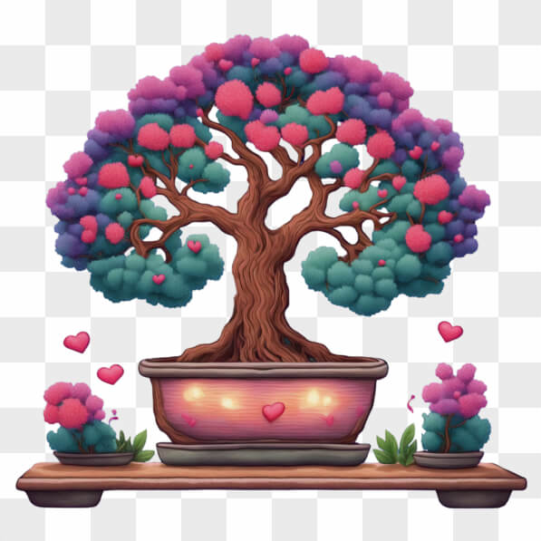 Download Colorful Bonsai Tree with Hearts Cartoons Online - Creative ...