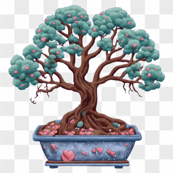 Download Whimsical Bonsai Tree with Hearts Cartoons Online - Creative ...