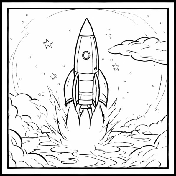 Download Rocket Launching into Space Coloring pages Online - Creative ...