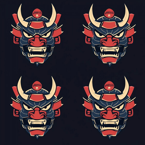 Download Stylized Samurai Masks Patterns Online - Creative Fabrica