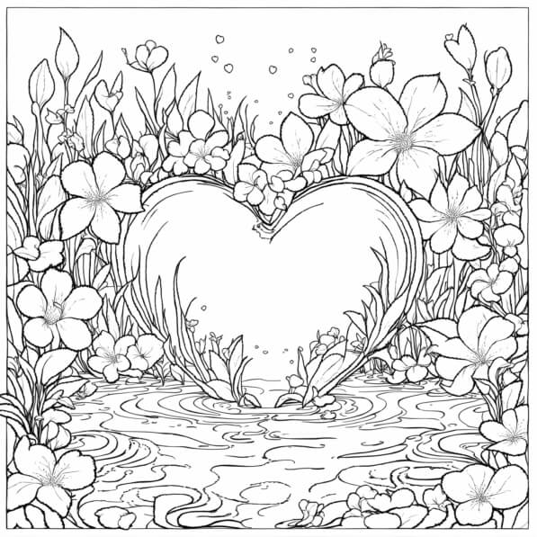 Download Floral Heart Coloring Page Coloring pages Online - Creative ...