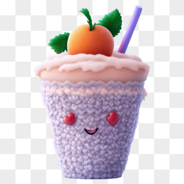 Download Cute Knitted Cup Smoothie with Orange and Straw Cartoons ...