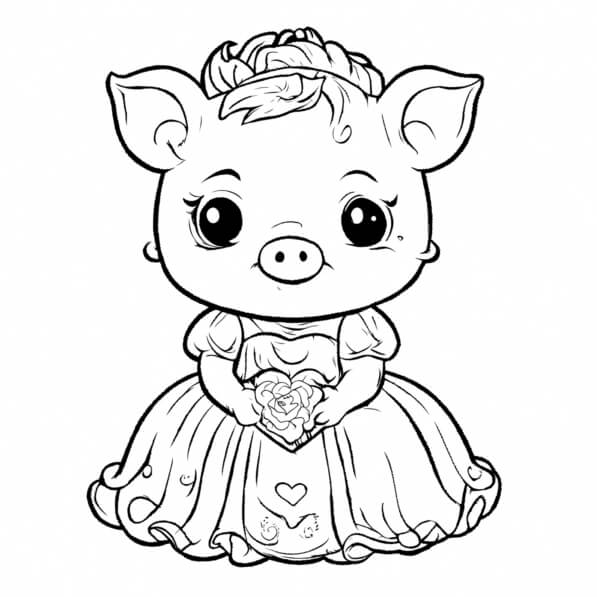Download Adorable Cartoon Pig Princess Coloring pages Online - Creative ...