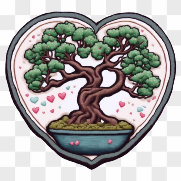 Download Bonsai Tree in Heart Shape with Colorful Hearts Cartoons ...