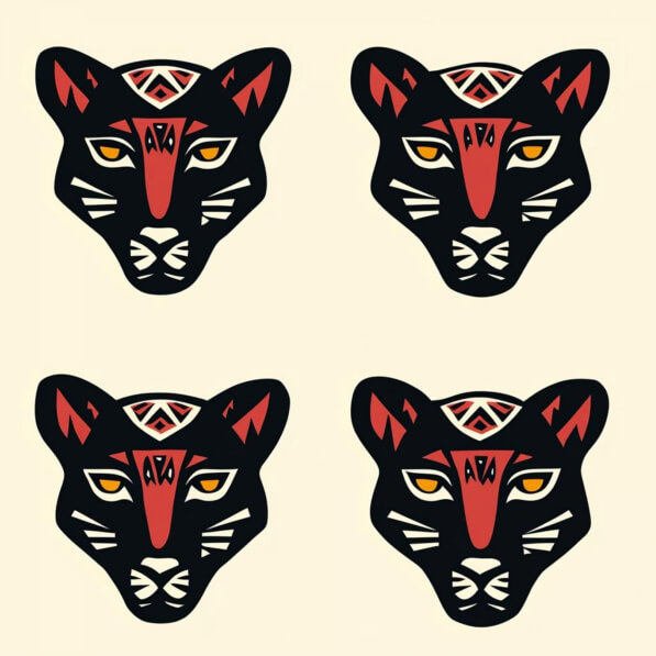 Download Stylized Panther Heads in Grid Pattern Patterns Online ...