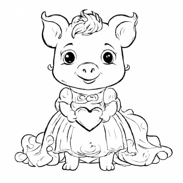 Descarga Linda cerdita de dibujos animados con un vestido sosteniendo ...