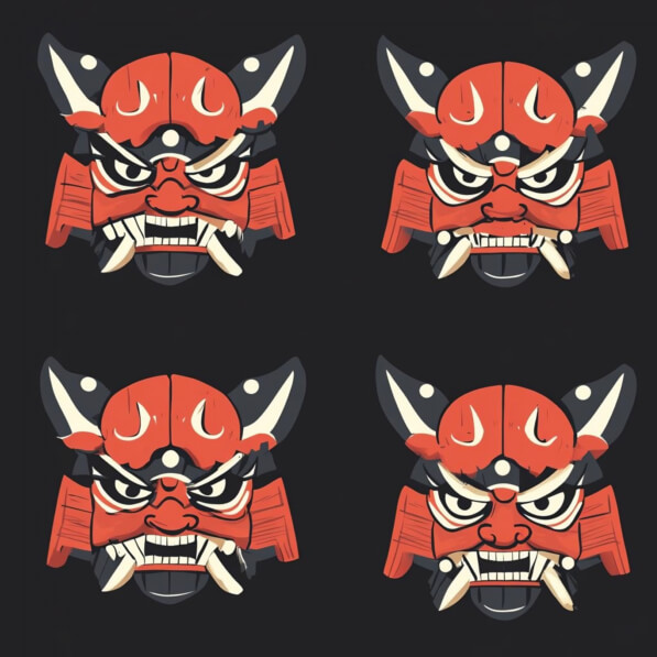 Download Stylized Red Masks Patterns Online - Creative Fabrica