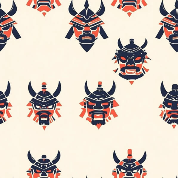 Download Stylized Warrior Masks Pattern Patterns Online - Creative Fabrica