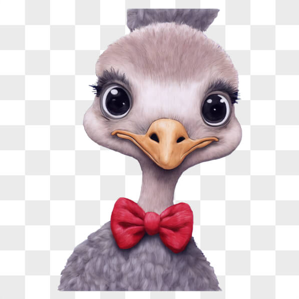 Download Cartoon Ostrich with Red Bow Tie Cartoons Online - Creative Fabrica