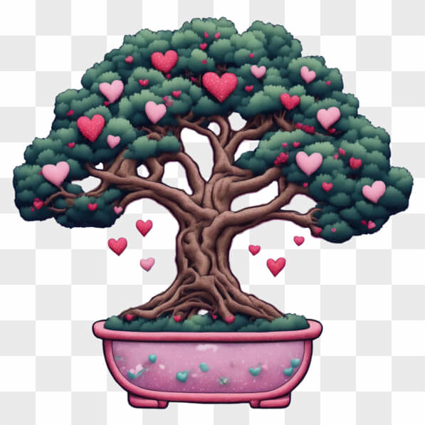 Download Whimsical Bonsai Tree with Hearts Cartoons Online - Creative ...