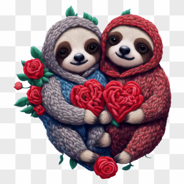 Download Cuddling Sloths with Heart-Shaped Roses Cartoons Online ...