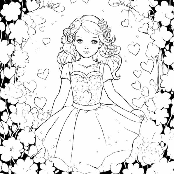 Download Whimsical Girl Illustration Coloring pages Online - Creative ...