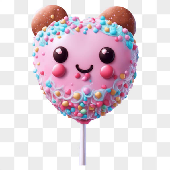 Download Adorable Heart-Shaped Cake Pop with Sprinkles Cartoons Online ...