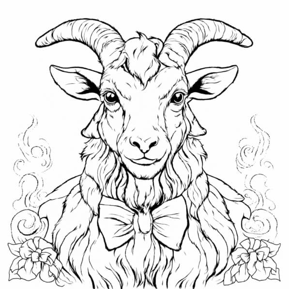 Download Illustration of a Goat with Bow Tie Coloring pages Online ...