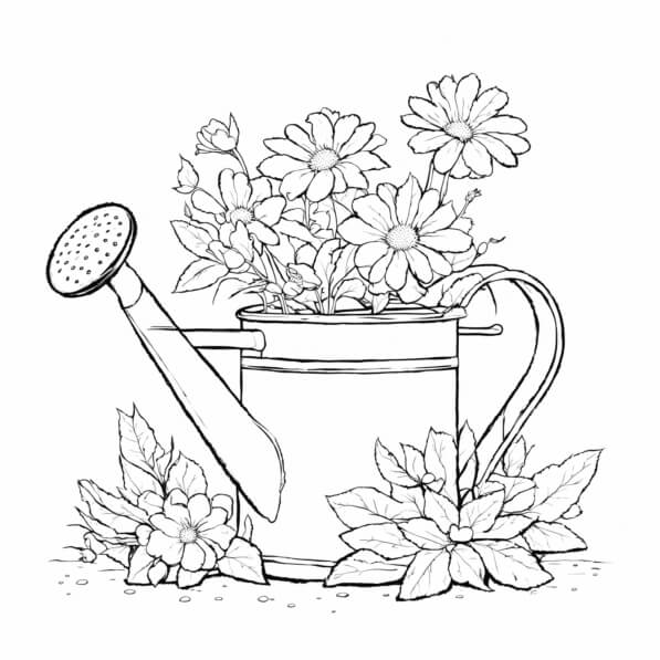 Descarga Regadera con Flores Páginas para colorear En Línea - Creative ...