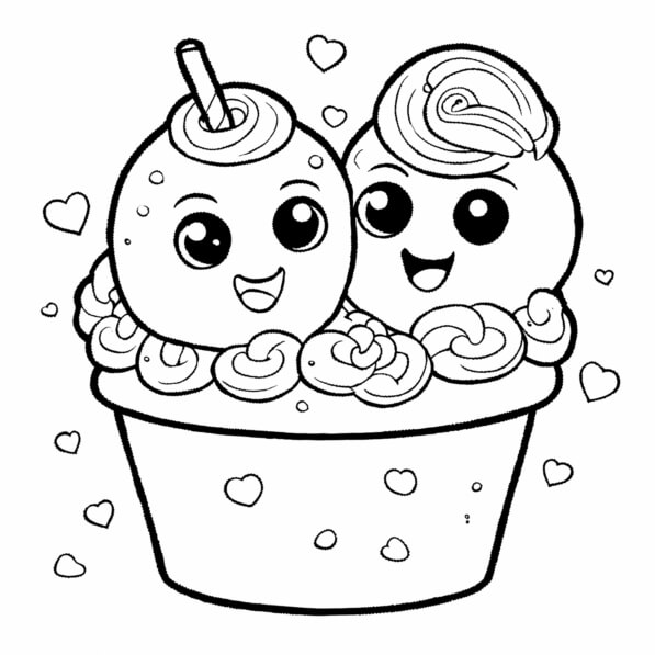 Download Cute Ice Cream Cupcake Illustration Coloring pages Online ...