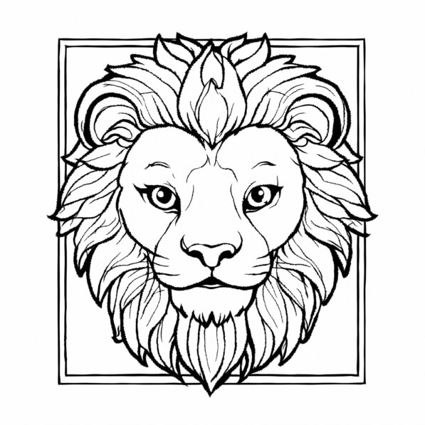 Descarga Ilustración artística de la cabeza de un león Páginas para ...