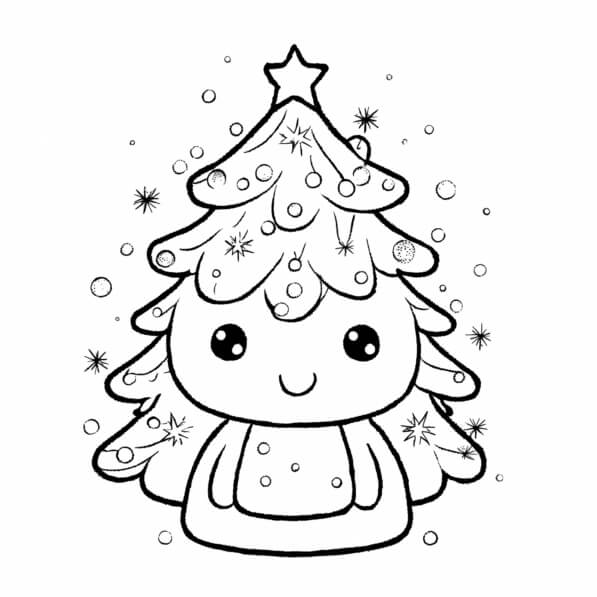 Download Cute Christmas Tree Character Coloring pages Online - Creative ...