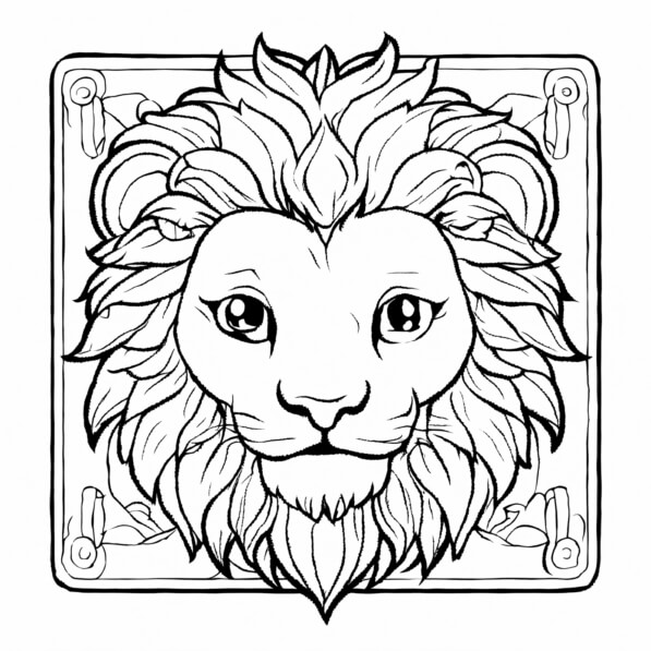 Descarga Ilustración de arte lineal de un león Páginas para colorear En ...