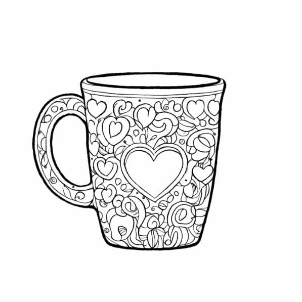 Download Intricately Designed Mug for Coloring Coloring pages Online ...
