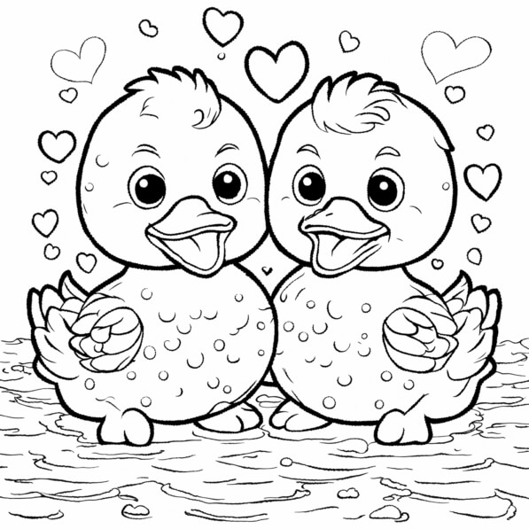 Descarga Dos patos de dibujos animados con corazones Páginas para ...