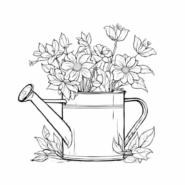 Descarga Regadera con flores Páginas para colorear En Línea - Creative ...
