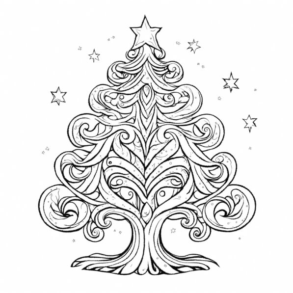 Télécharger Page de coloriage d'arbre de Noël complexe Pages de ...