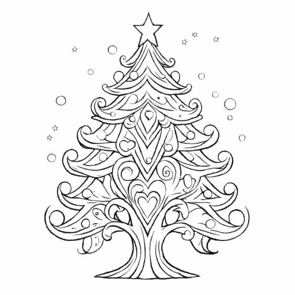 Download Intricate Christmas Tree Coloring Page Coloring pages Online ...