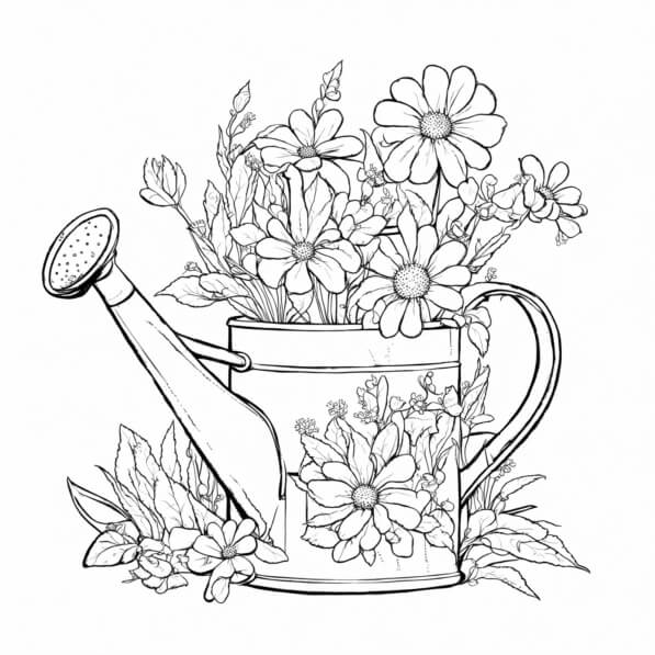 Descarga Regadera con flores Páginas para colorear En Línea - Creative ...
