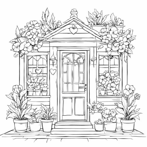Download Charming House Surrounded by Flowers Coloring pages Online ...