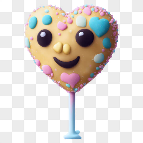 Download Cheerful Heart-Shaped Lollipop with Smiley Face Cartoons ...