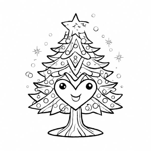Download Cheerful Cartoon Christmas Tree Coloring pages Online ...