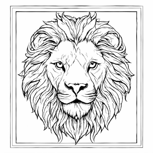 Descarga Dibujo lineal detallado de la cabeza de un león Páginas para ...