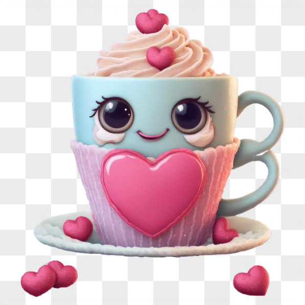 Download Cute Cartoon Cup with Whipped Cream and Hearts Cartoons Online ...