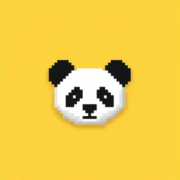 Download Pixel Art Panda Face on Yellow Background Backgrounds Online ...