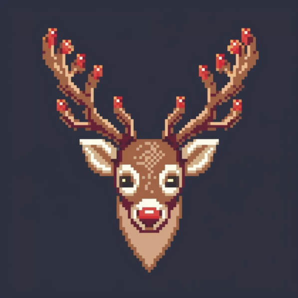 Download Pixel Art Deer Head with Festive Antlers Backgrounds Online ...