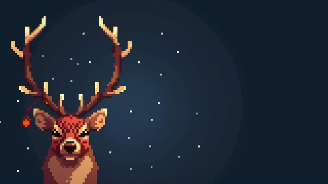 Download Pixel Art Hert met Geweien Tegen Sterrenachtergrond ...