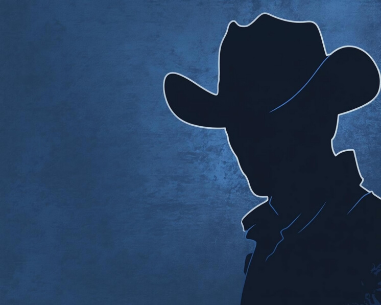 Download Silhouette of a Cowboy Against Blue Background Backgrounds ...