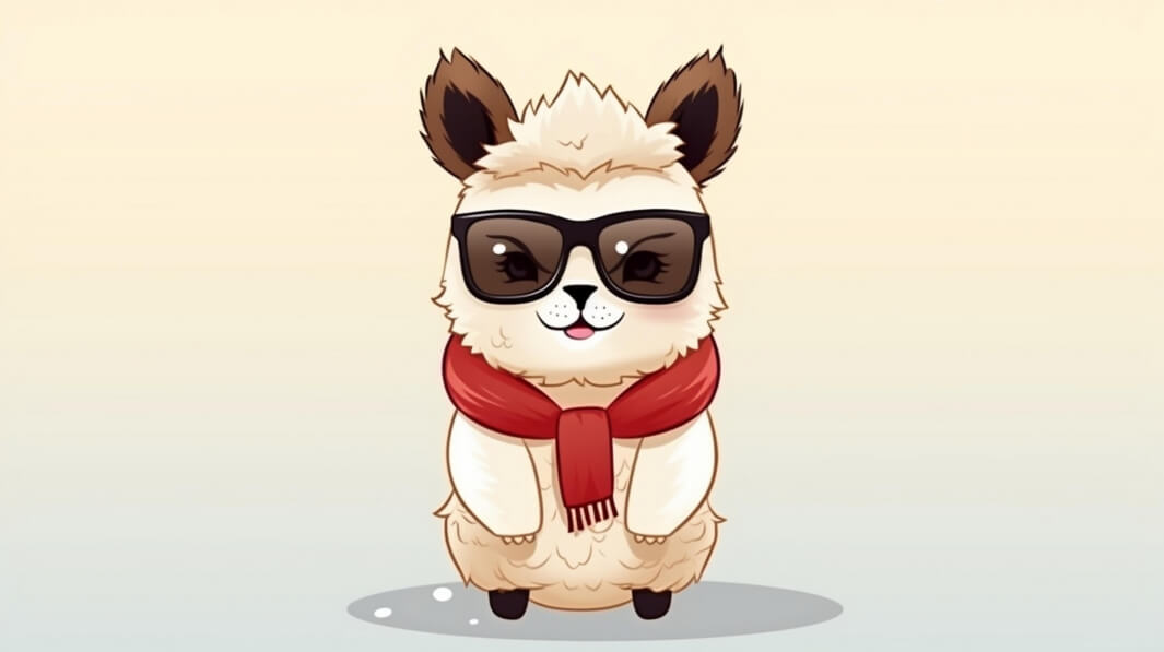 Download Cute Cartoon Alpaca with Sunglasses and Scarf Backgrounds ...