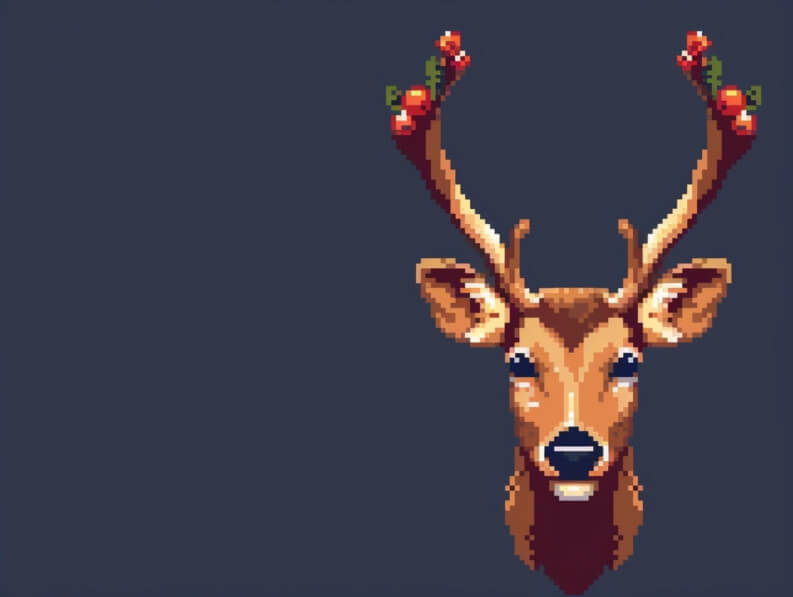Download Pixel Art Deer with Festive Antlers Backgrounds Online ...