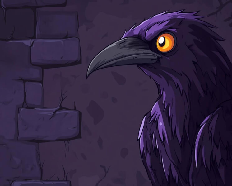 Download Purple Raven Against Dark Wall Backgrounds Online - Creative ...