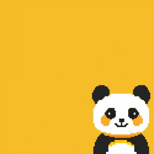 Download Pixel Art Panda Face on Yellow Background Backgrounds Online ...